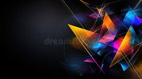 Dynamic Geometric Shapes In Vibrant Gradients Digital Art Abstract Dark