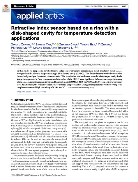 Refractive Index Sensor Based On A Ring With A Disk Shaped Cavity For Temperature Detection