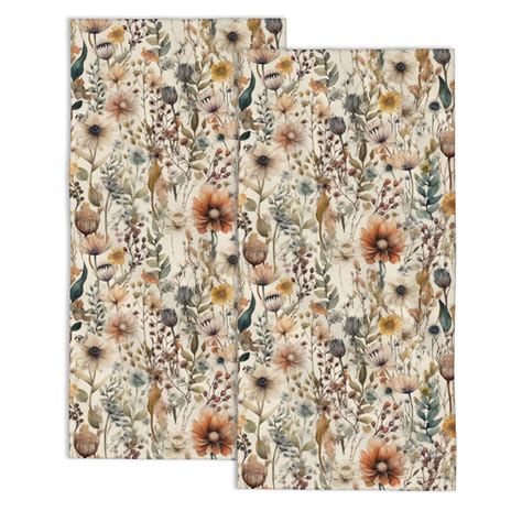 Snowmolle Vintage Flowers Hand Towels For Bathroom Boho