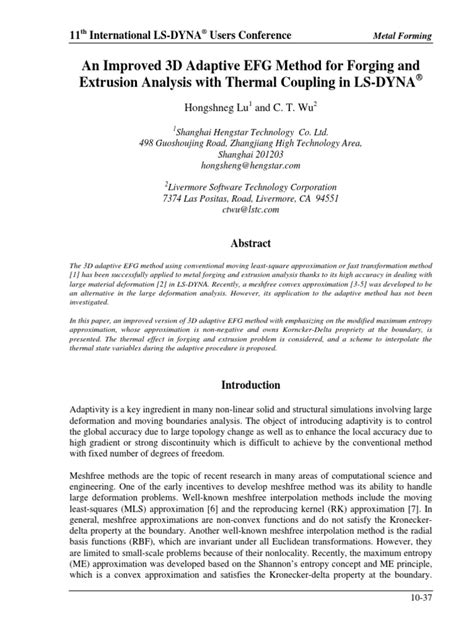 An Improved 3d Adaptive Efg Method For Forging And Extrusion Analysis