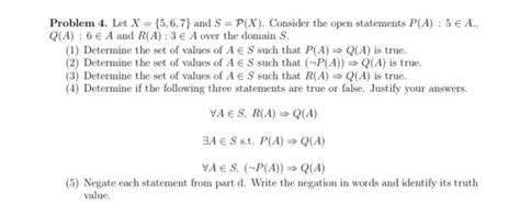 solved problem 4 let x {5 6 7} and s p x consider the