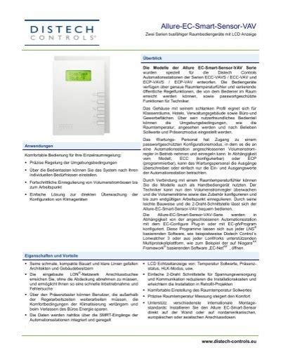 Allure Ec Smart Sensor Vav Distech Controls