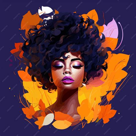 흑인 여성 초상화 벡터 일러스트 레이 션 프리미엄 벡터