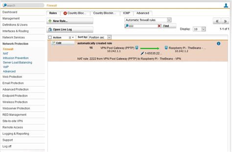unable to ssh from sophos utm to vpn client network protection