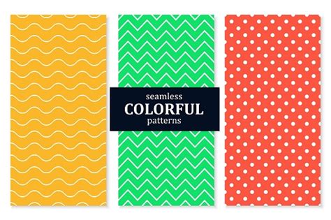 벡터 원활한 기하학적 다채로운 패턴의 집합입니다 밝고 미니멀한 반복 가능한 점선 및 줄무늬 배경 텍스타일 끝없는 프린트 다중