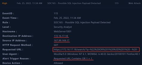 Soc165 Possible Sql Injection Payload Detected Loubna