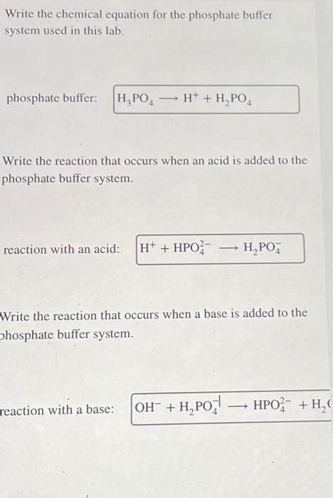 Solved Write The Chemical Equation For The Phosphate Buffer