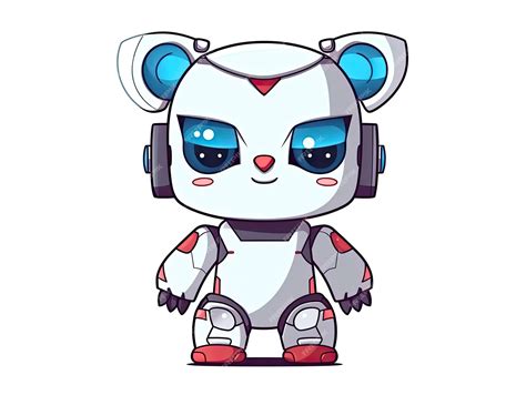 로봇 챗봇 Ai 봇 만화 로고 배지 디자인 기호 만화 플랫 스타일 일러스트레이션 Generative Aixa 프리미엄 사진