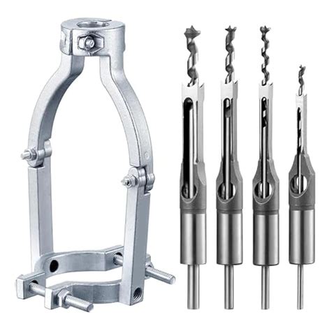 Square Hole Drill Bit Adapter And 4 Drill Bits For Drill Press Hollow Chisel Mortise Drill Tool