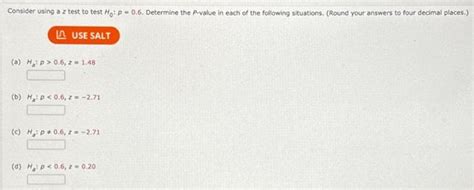 solved consider using a z test to test h0 p 0 6 determine