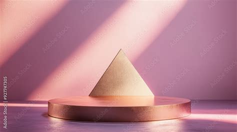 Pyramid Display For Cosmetic Product Showcasing A Sleek Pyramid Shaped Podium In Industrial