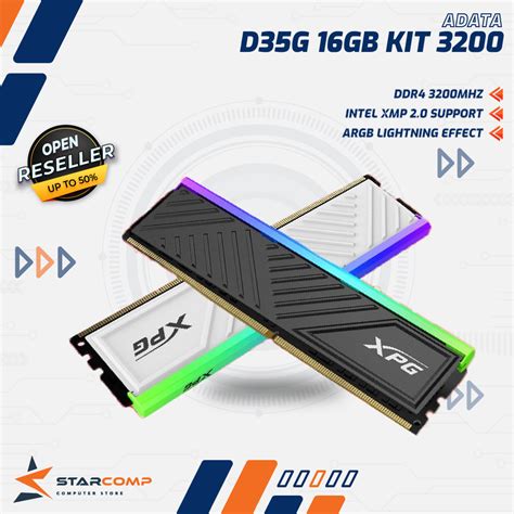 Jual ADATA XPG SPECTRIX D35G RGB 16GB KIT 2x8GB BLACK WHITE 3200MHz Shopee Indonesia