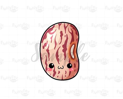 Kawaii Beans Clipart Cute Bean Faces Clip Art Seeds Cartoon Food