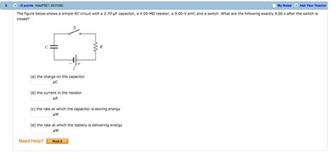 Solved The Figure Below Shows A Simple RC Circuit With A Chegg Com