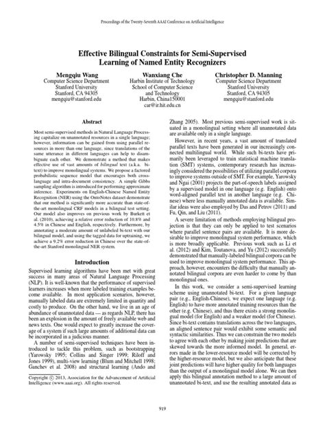 2013 aaai effective bilingual constraints for semi supervised learning of named entity