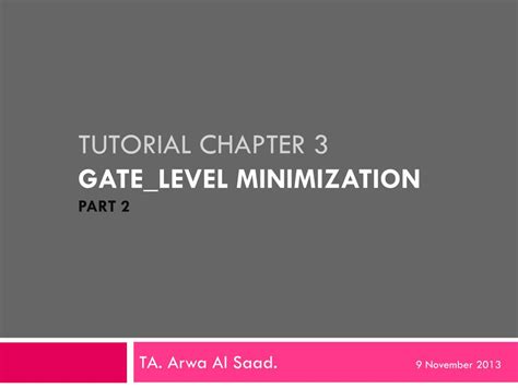 Ppt Tutorial Chapter 3 Gatelevel Minimization Part 2 Powerpoint