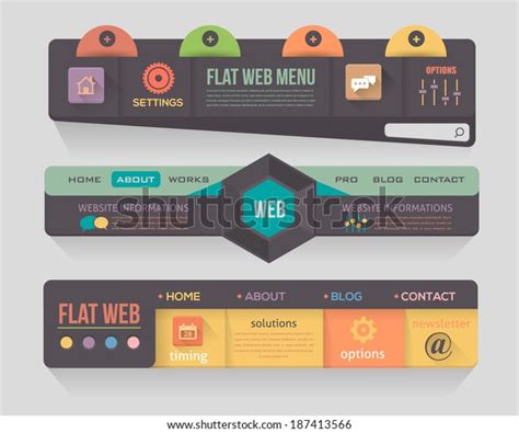 Flat Dark Style Vector Header Horizontal Stock Vector Royalty Free Shutterstock