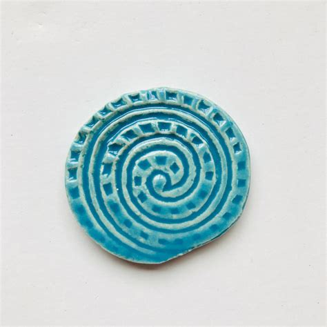 Handmade Ceramic Circle Tile With A Swirl For Use In Mosaics Etsy