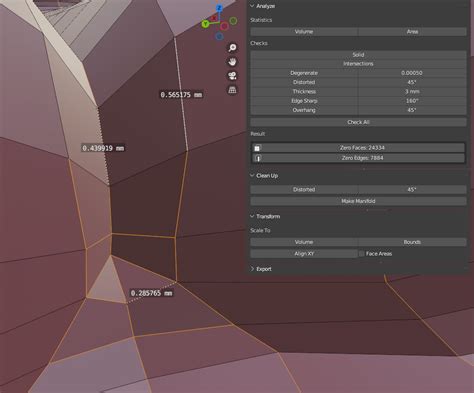 3d Print Toolbox Addon Odd Measurements For Degenerate Geometry R Blender