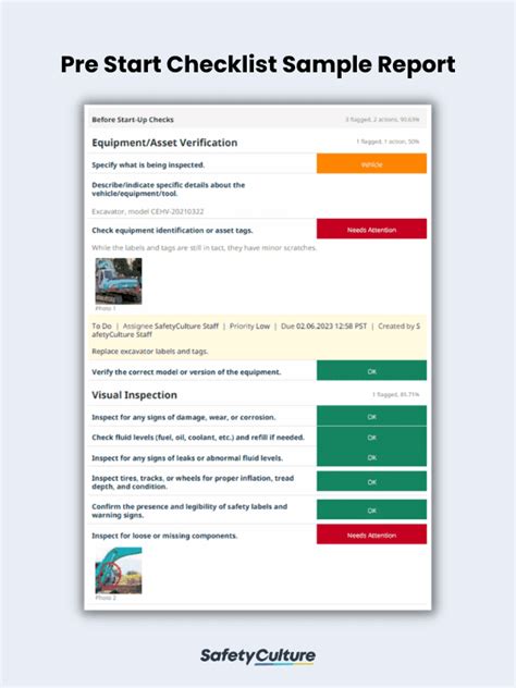 Free Pre Start Checklist Pdf Safetyculture