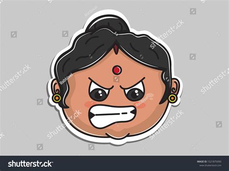 Vector Cartoon Illustration Indian Aunty Angry Vector Có Sẵn Miễn Phí