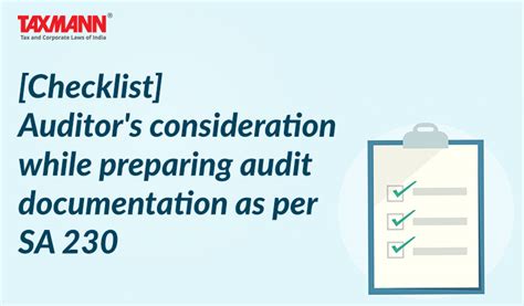 Checklist Auditors Consideration While Preparing Audit Documentation As Per Sa 230