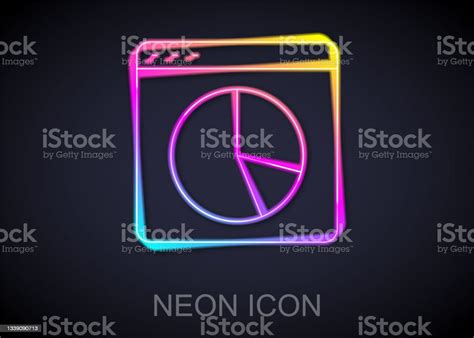 빛나는 네온 선 그래프 차트 다이어그램 검은 배경에 격리 된 인포 그래픽 아이콘 벡터 개념에 대한 스톡 벡터 아트 및 기타 이미지 Istock