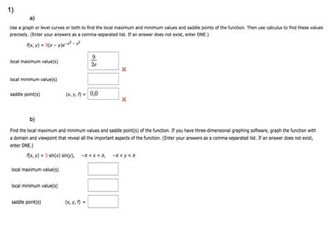 Solved 1 A Use A Graph Or Level Curves Or Both To Find The Chegg Com