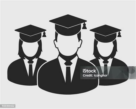 대학원 학생 팀 아이콘입니다 남성과 여성의 머리에 모자와 기호입니다 평면 스타일 벡터 Eps입니다 공동체에 대한 스톡 벡터 아트 및 기타 이미지 Istock