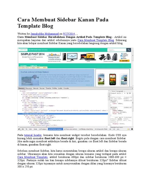 Cara Membuat Sidebar Kanan Pada Template Blog Pdf