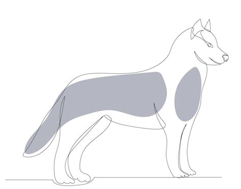 하나의 연속 라인 고립 된 벡터에 늑대 그리기 프리미엄 벡터