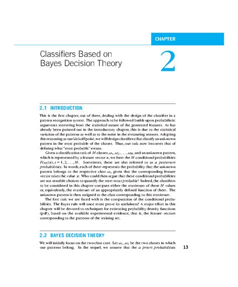 Chapter 2 Classifiers Based On Bayes Decision Theo 2009 Pattern