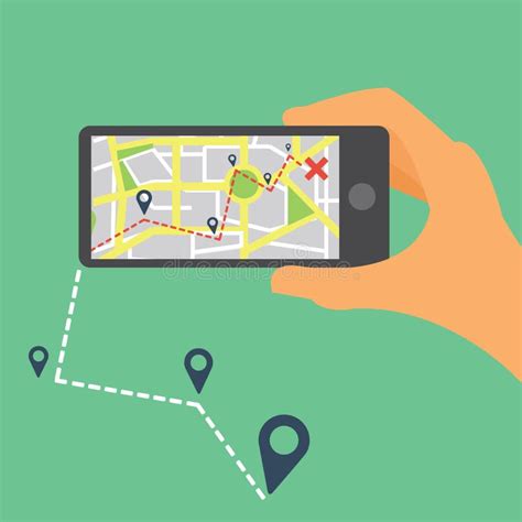 Flat Map Mobile Gps Navigation Infographic 3d Isometric Concept Stock Vector Illustration Of