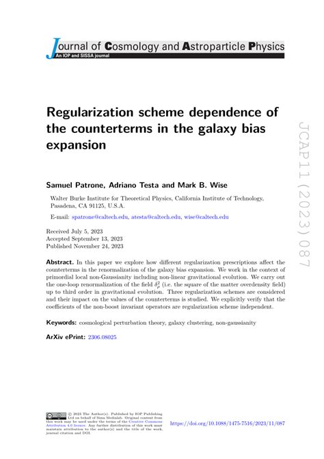 Pdf Regularization Scheme Dependence Of The Counterterms In The Galaxy Bias Expansion
