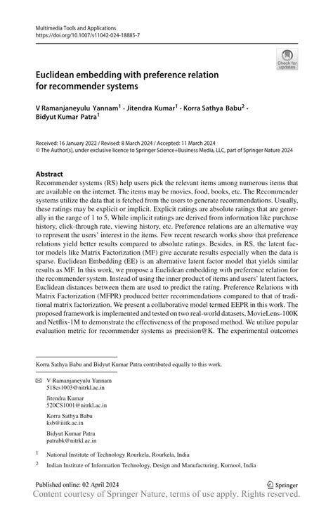 Euclidean Embedding With Preference Relation For Recommender Systems