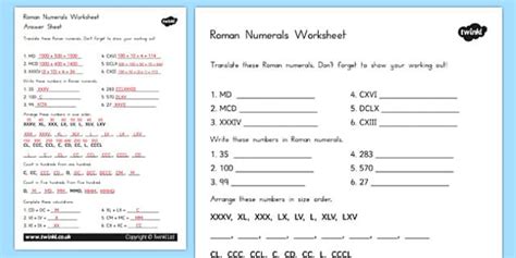 Roman Numbers Worksheet For Grades 3 6 Twinkl Twinkl