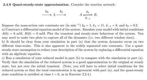 Solved 249 Quasi Steady State Approximation Consider The