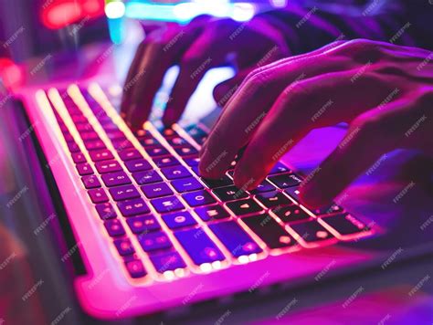 Hands Typing On Keyboard Premium Ai Generated Image