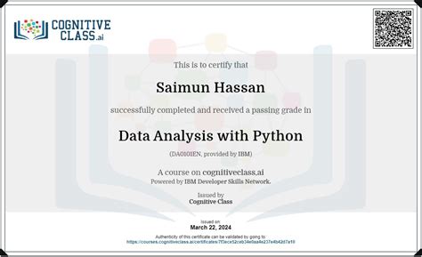 Saimun Hassan On Linkedin Data Analysis With Python Certificate Provided By Ibm 12 Comments