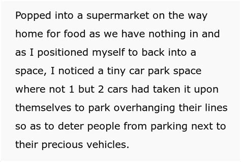 Guy Spots Two Cars Taking Up Multiple Spaces So Nobody Parks Next To Them Finds A Satisfying