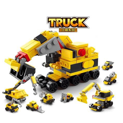 Mimi Acc Truck Engineering Block Lego 6 In 1 Diy Lego Block Construction Car Toys Lego Block