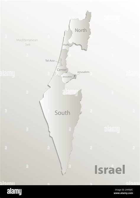 Israel Map Administrative Division Separates Regions And Names Card
