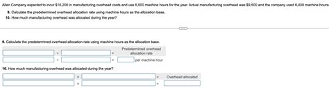 Solved Calculate The Predetermined Overhead Allocation Rate
