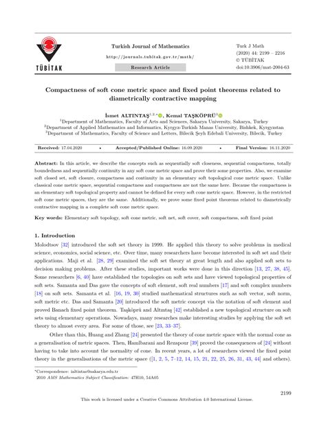 Pdf Compactness Of Soft Cone Metric Space And Fixed Point Theorems
