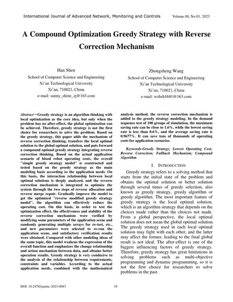 Pdf A Compound Optimization Greedy Strategy With Reverse Correction