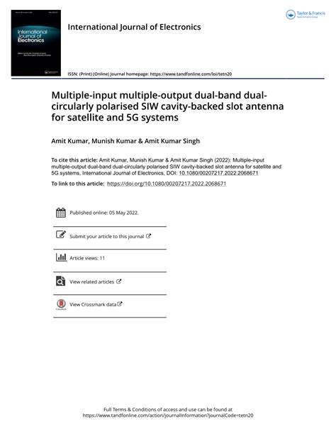 Pdf Multiple Input Multiple Output Dual Band Dual Circularly