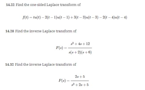 Solved 14 22 Find The One Sided Laplace Transform Of