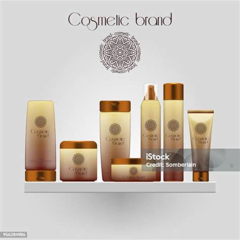 현실적인 그라데이션 색상 화장품 병의 집합입니다 3 차원 이랑 병 흰색 배경에 고립입니다 화장품 패키지입니다 3차원 형태에 대한 스톡 벡터 아트 및 기타 이미지 Istock