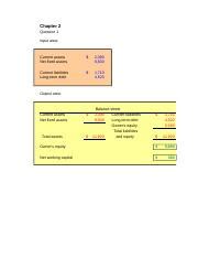 Chapter 2 Problem Set Excel Solutions Edition10 Xlsx Chapter 2 Question 1 Input Area Current