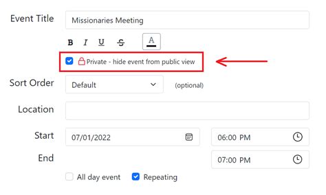 Use Private Events Mychurch Events